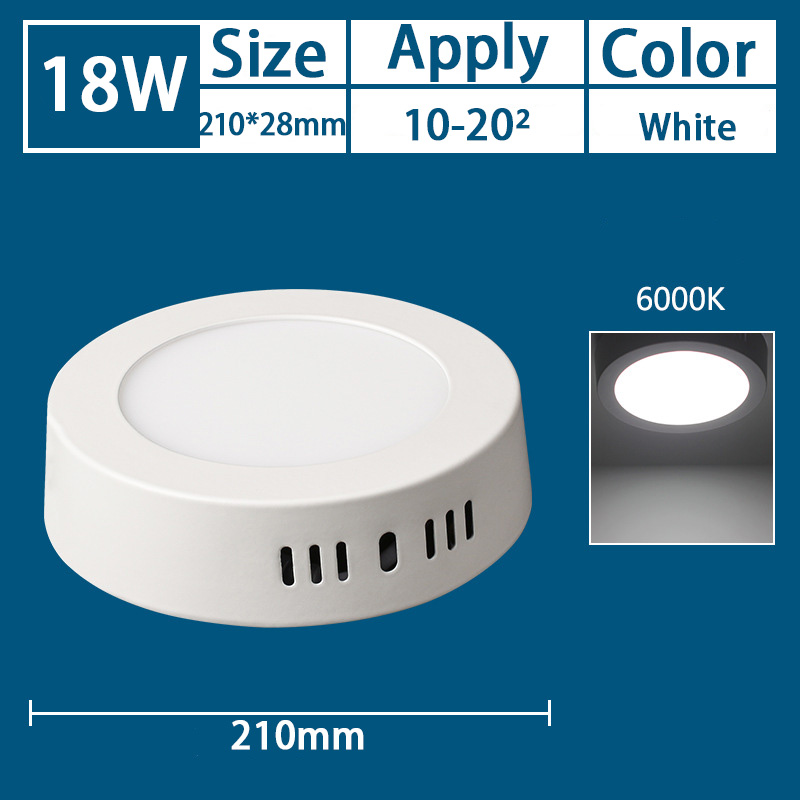 LED Surface Downlight 6W/12W/18W Round Lampu Siling Ruang Tamu Lighting ...