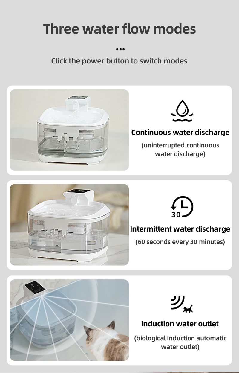 Battery Operated Pet Water Fountain FT999 with Motion Sensor Wireless ...