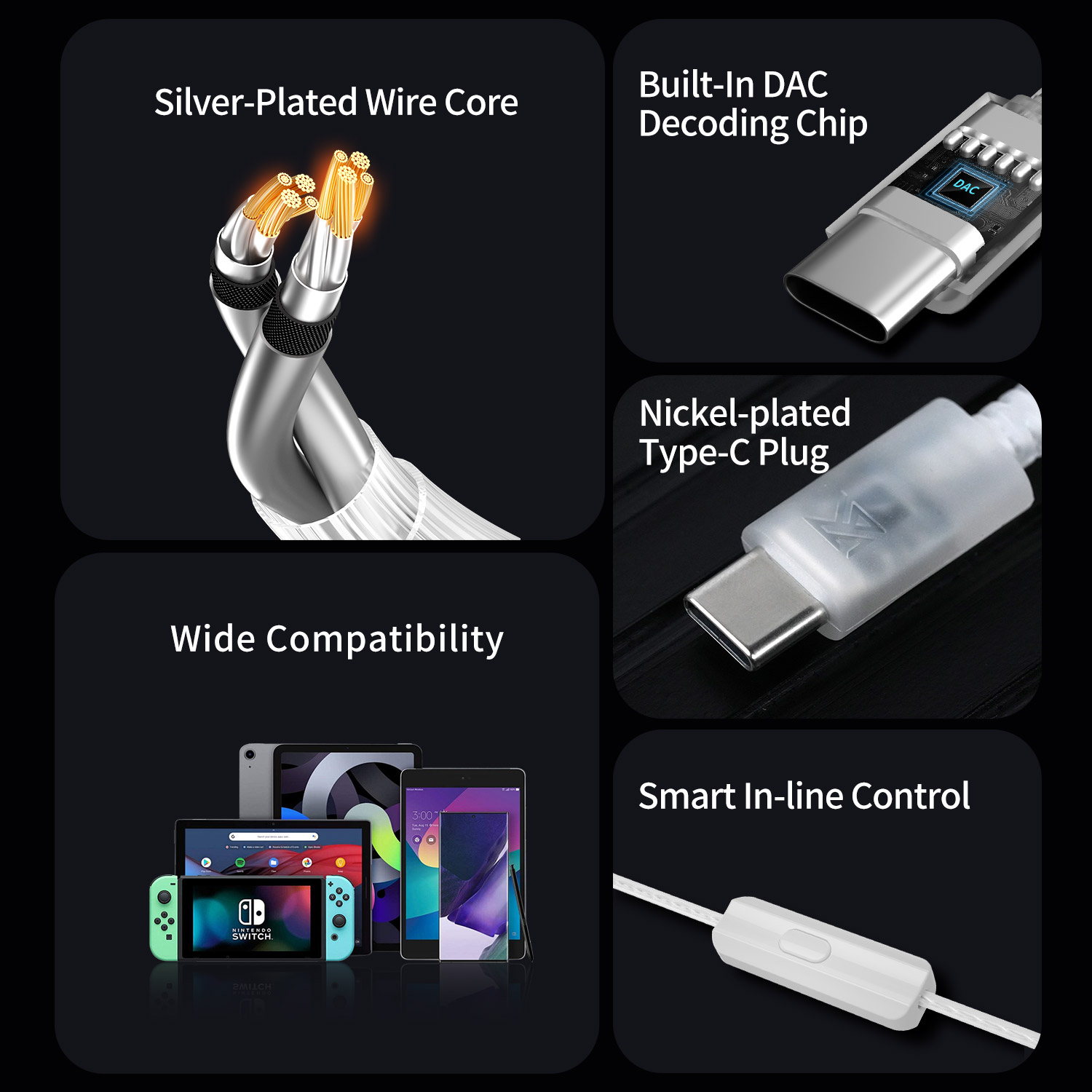 KZ Type C Cable UBC C PIN for DQ6 ,ZSN, ZSN PRO ,ZS10 PRO, ZSX,ZSN PRO ...