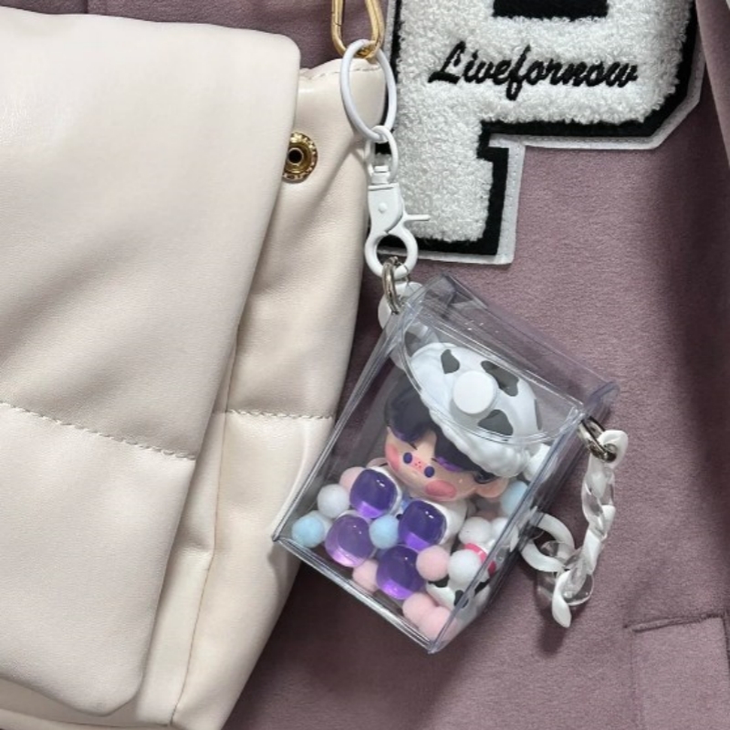 POPMART Square transparent display bag colored keychain rectangular ...