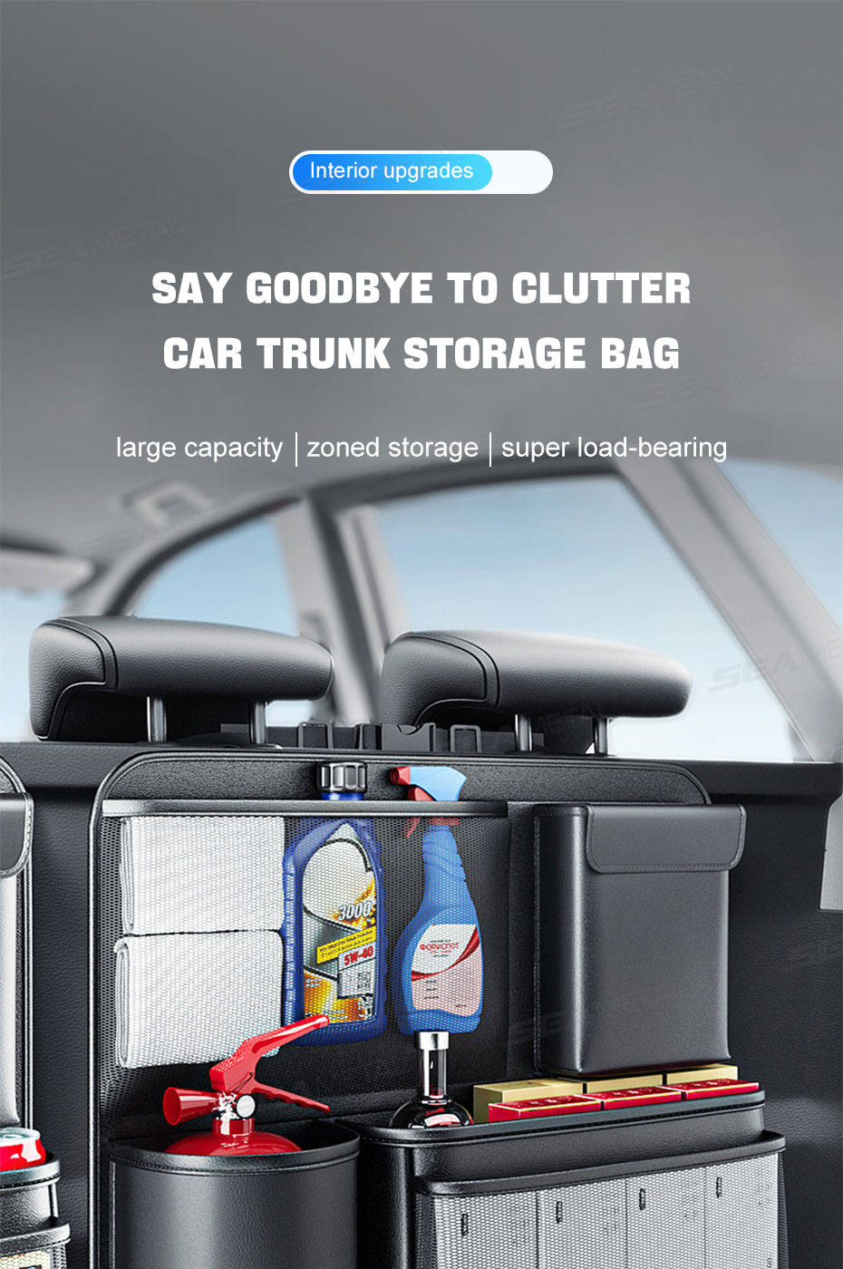 SEAMETAL Car Seat Backrest Manager Portable Leather Car Seat Multi ...