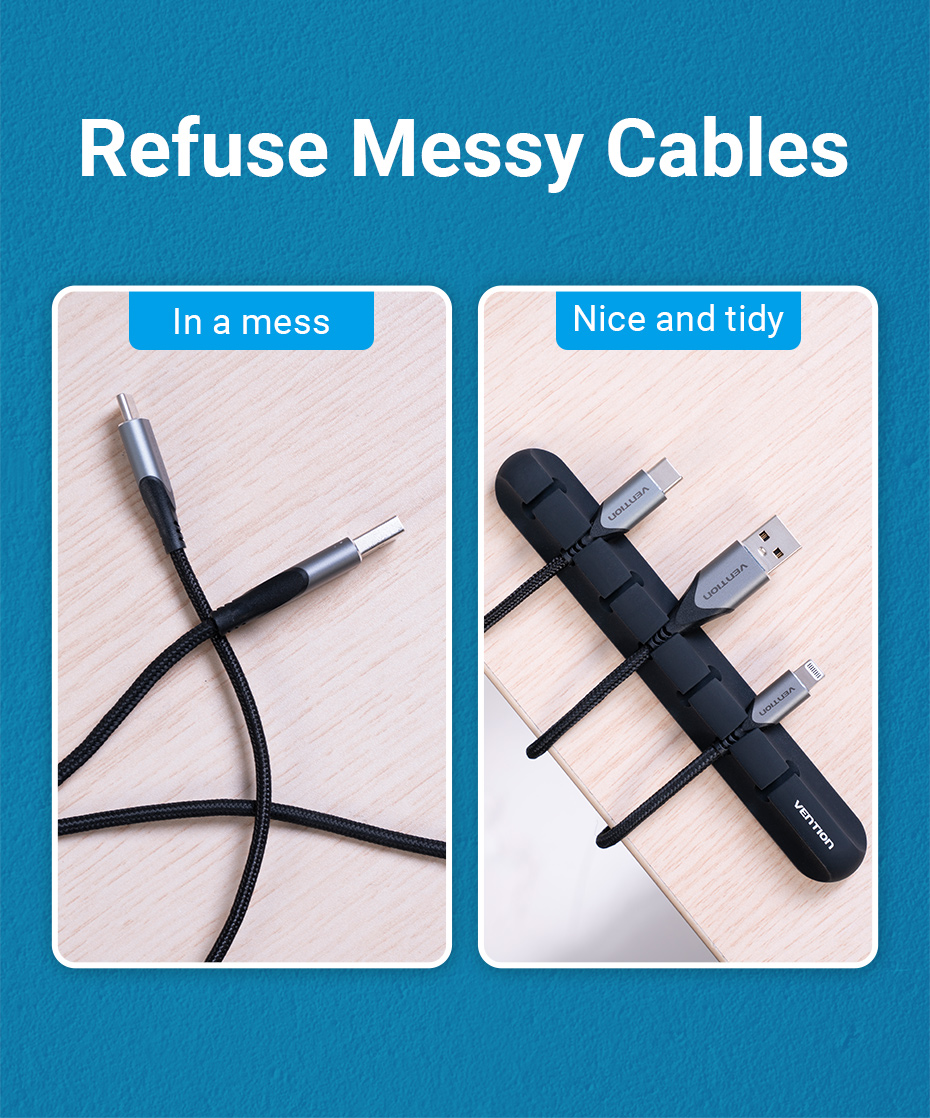 Vention KBT Cable Organizer Silicone Cable Clips Cable Management Cable Winder Desktop Tidy ...