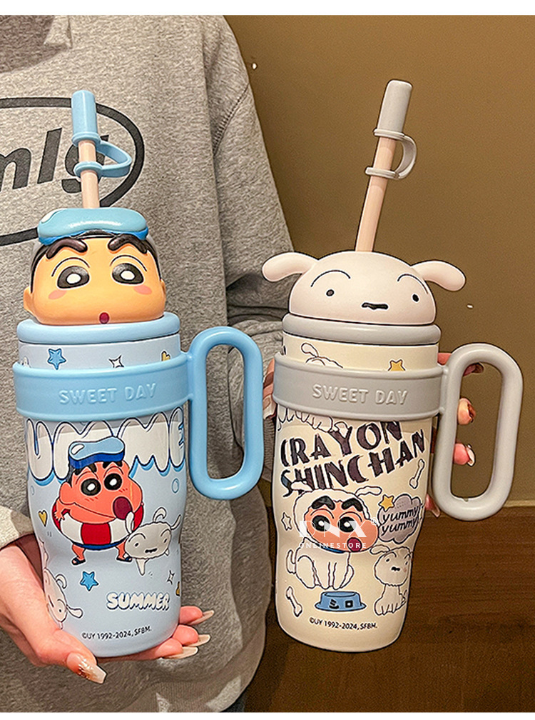 800ml Crayon Shin-chan cartoon cute stainless steel thermos cup, creative doll cool student ...