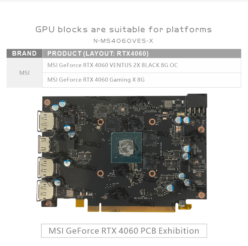 Bykski full coverage GPU Water Cooling Block for MSI GeForce RTX 4060 ...