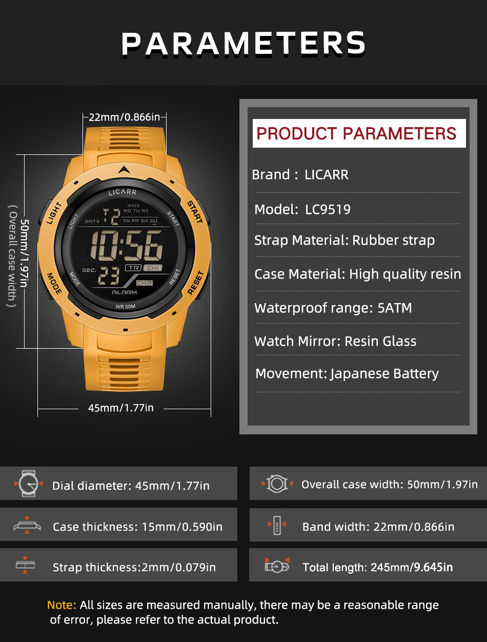 LICARR Men's Watch Digital Original Top Brand Trend Casual Men's Watch ...