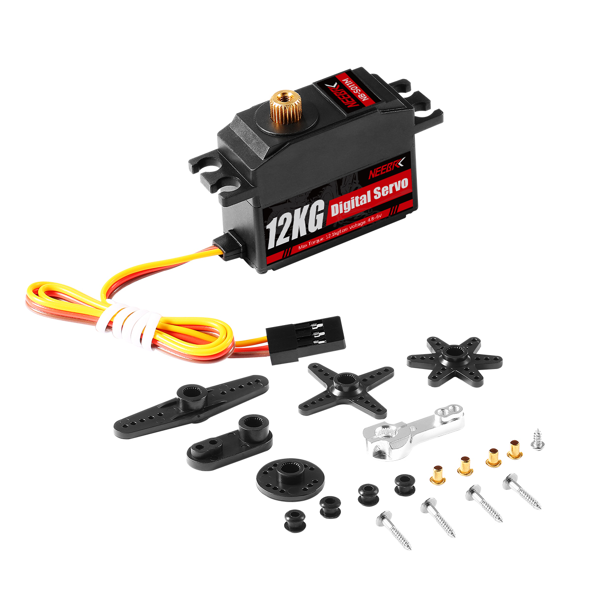 NEEBRC Digital Servo Motor 12KG Short Body Servo Metal Gear Waterproof ...