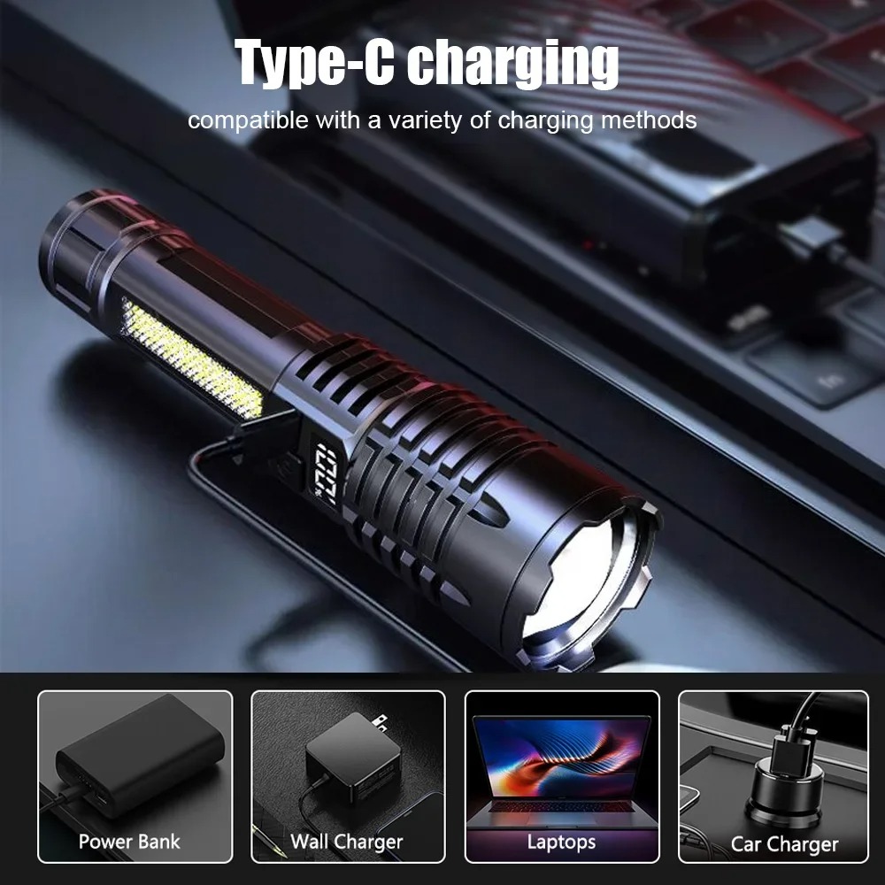 Mini torch light super bright flashlight rechargeable emergency light ...