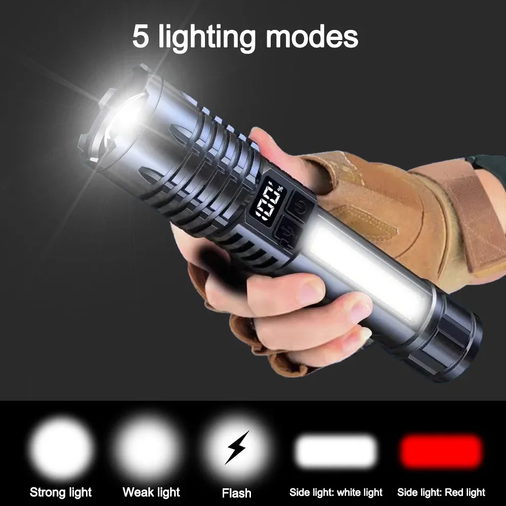 Mini torch light super bright flashlight rechargeable emergency light ...
