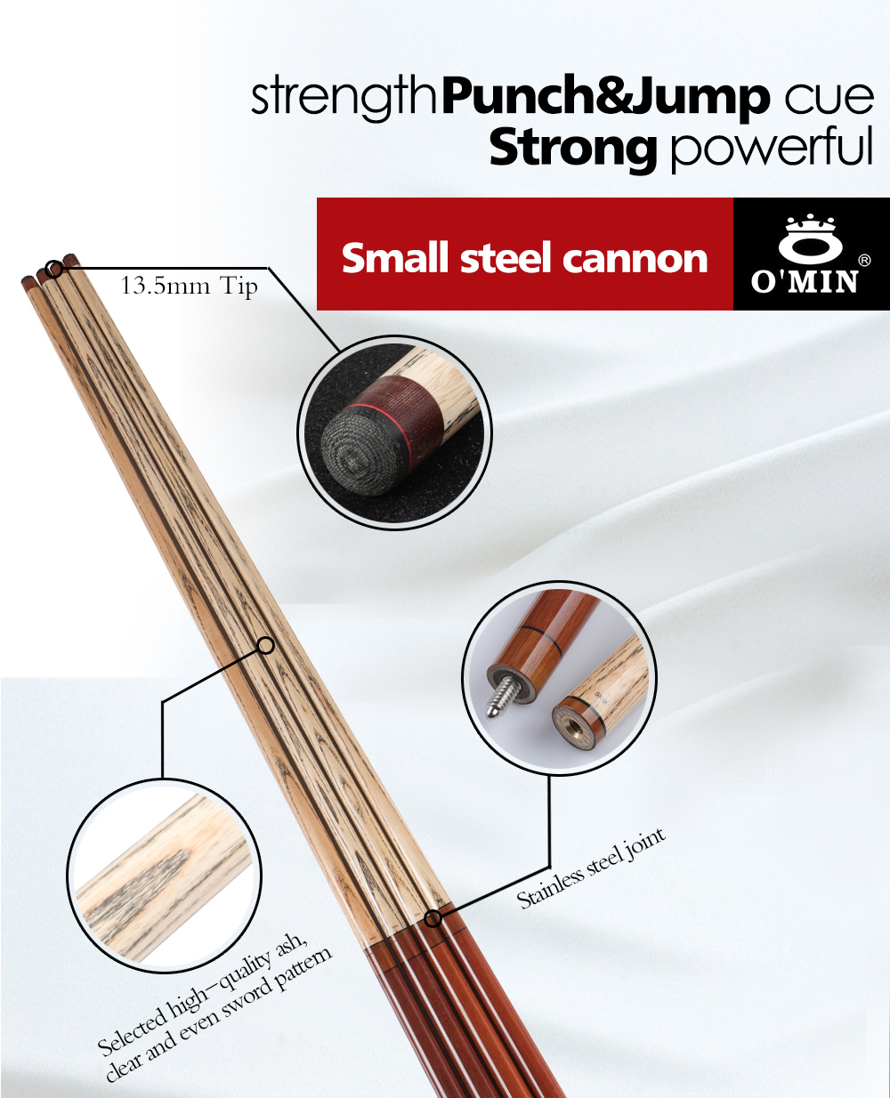 OMIN Break Jump Cue Billiard Stick Kit Punch Jump Cue 3 Pieces Cue Ash ...