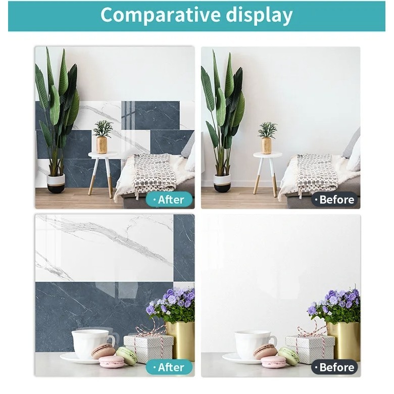 30x60cm wall sticker Marble Wall Tile Paper Kitchen Wall Sticker Wall ...