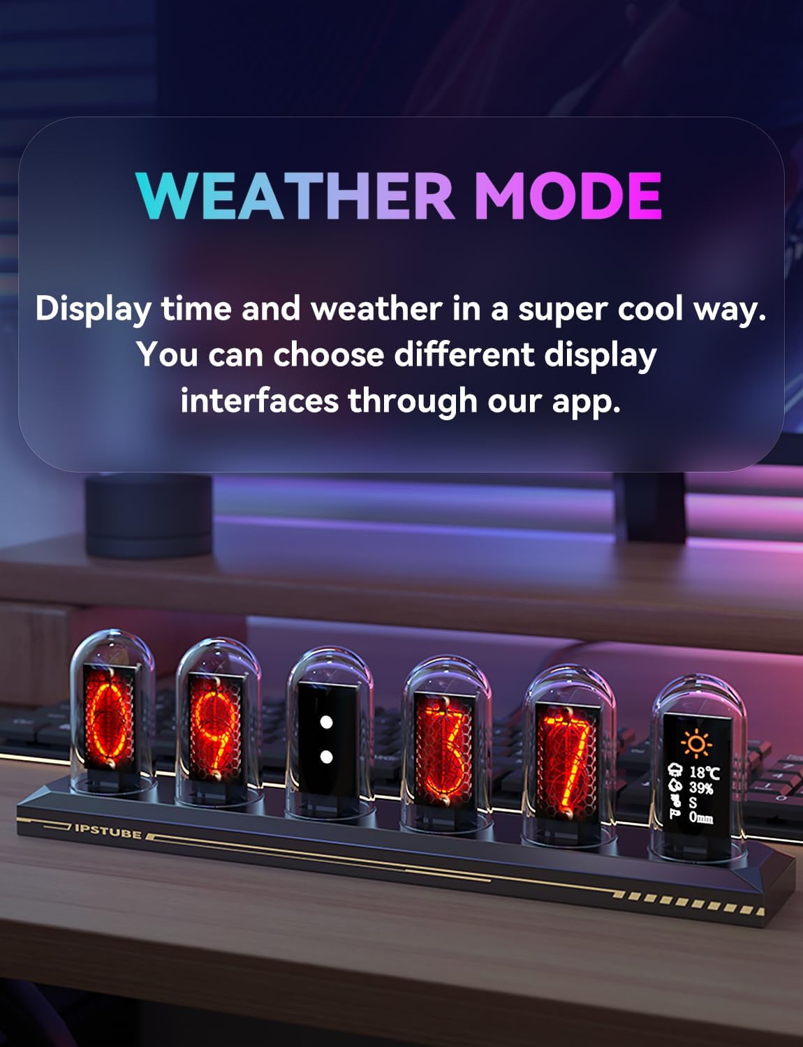 Nixie Tube Clock Glow Tube Clock IPS Color Screen Digital Clock DIY ...