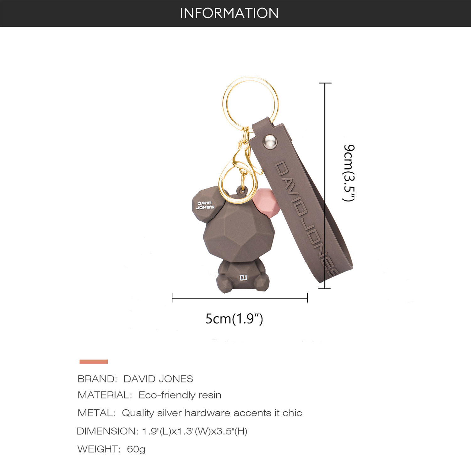 David Jones Cartoon rhombohedral bear pendant Ordinary Key tool Bag ...