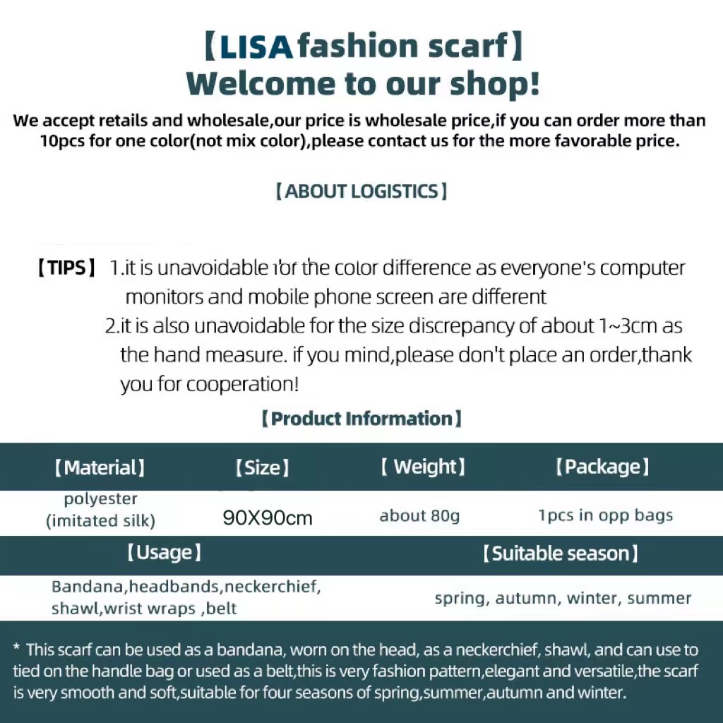 LISA Printed Scarf Square Scarf Silk Feel Scarves Printed Musilim Lady ...