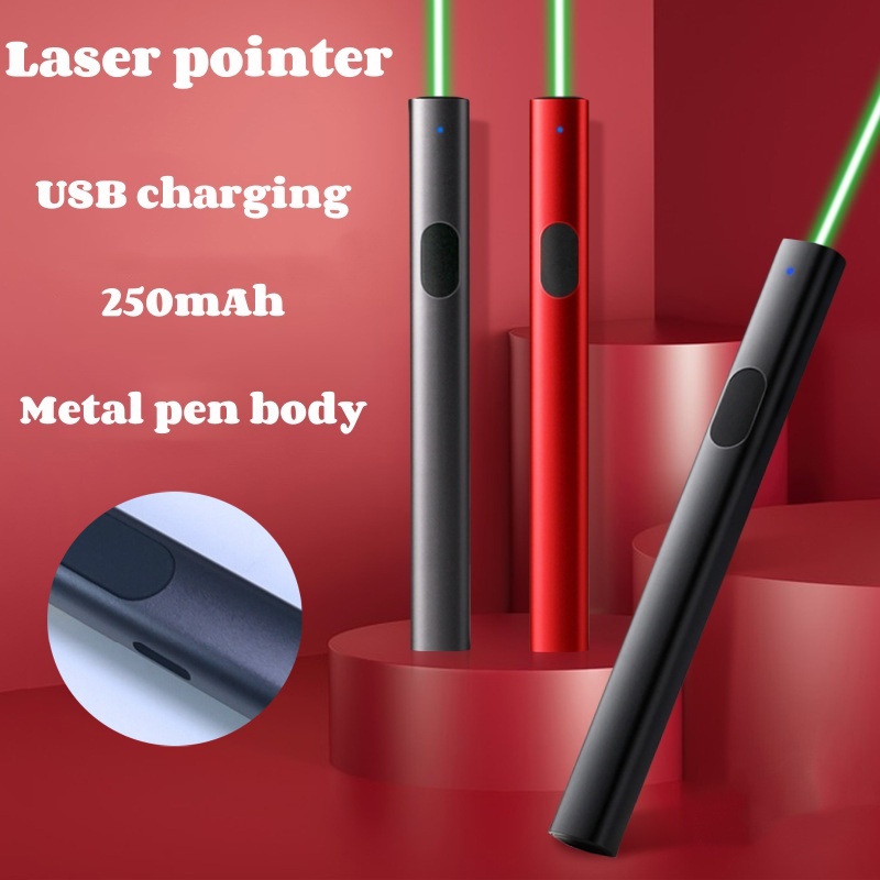 High power laser pointer pen, green laser, teaching, USB charging ...