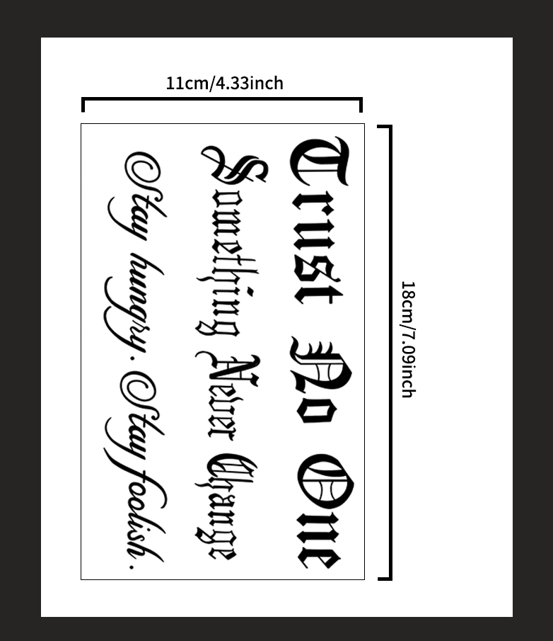 English Letters Unique Temporary Tattoo Stickers, Long-Lasting ...