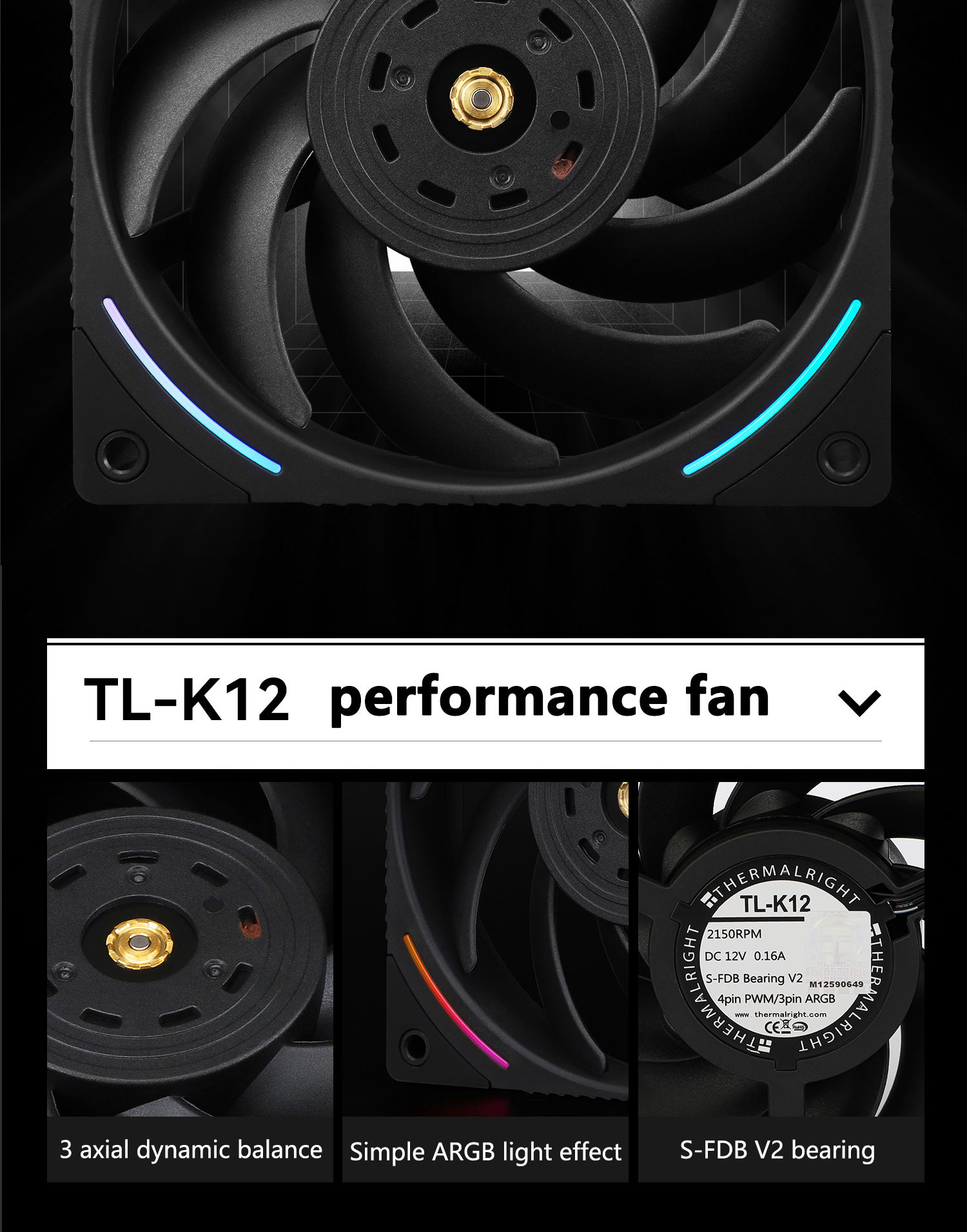 Thermalright TL-K12 Case Fan 4PIN PWM 120mm CPU Cooling Fan S-FDB V2 bearing Hight Performance ...