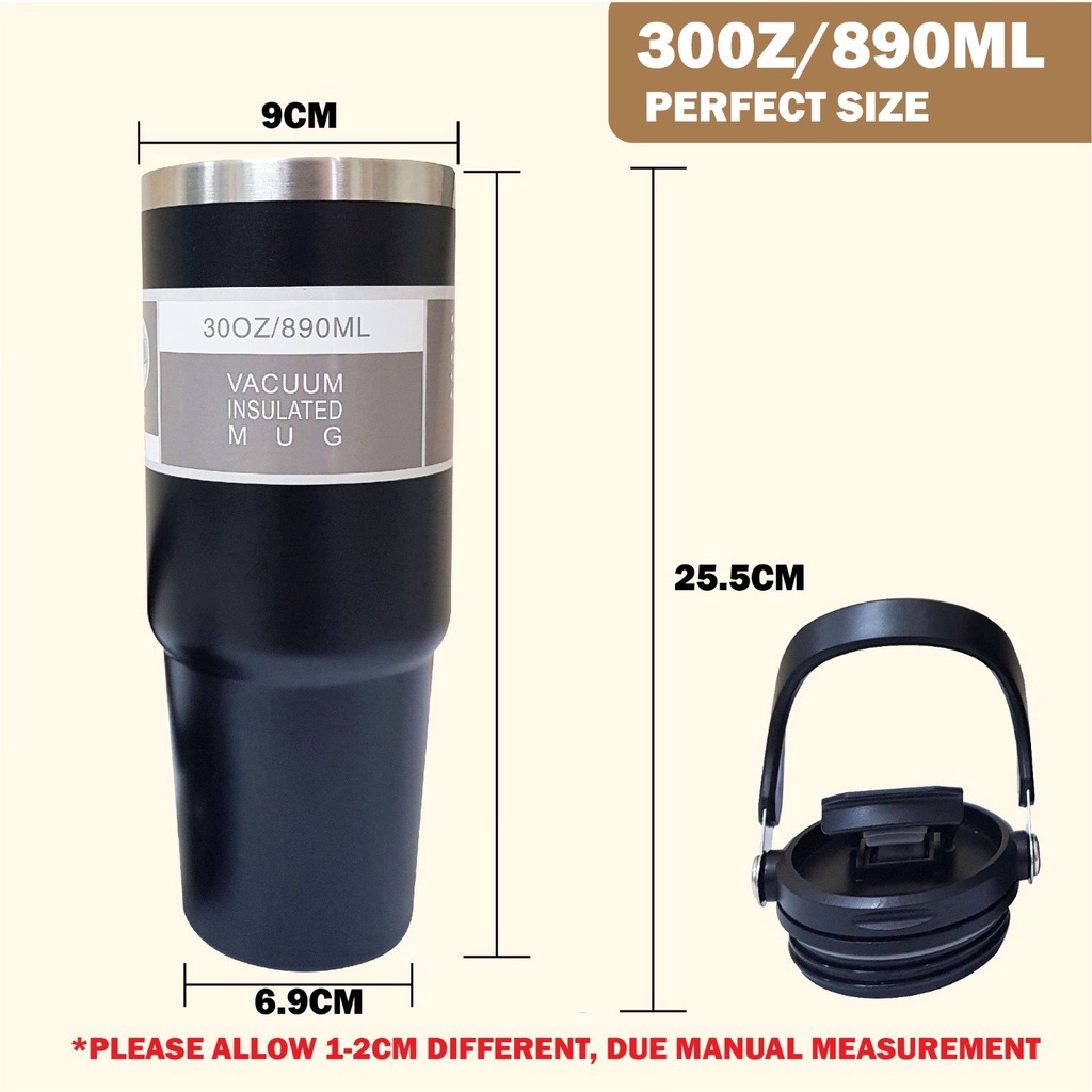 304 Stainless Steel Double Layer Insulated Thermos Flask Water BottleTumbler With Handle 600 ...
