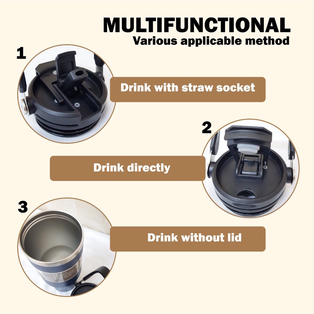 304 Stainless Steel Double Layer Insulated Thermos Flask Water BottleTumbler With Handle 600 ...