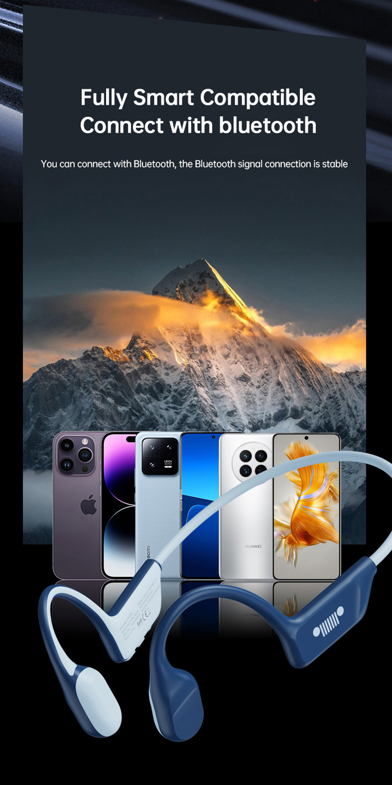 Jeep EC006 Bone Conduction Earphones HiFi Sound Quality Low Latency Bluetooth Headphones Long ...