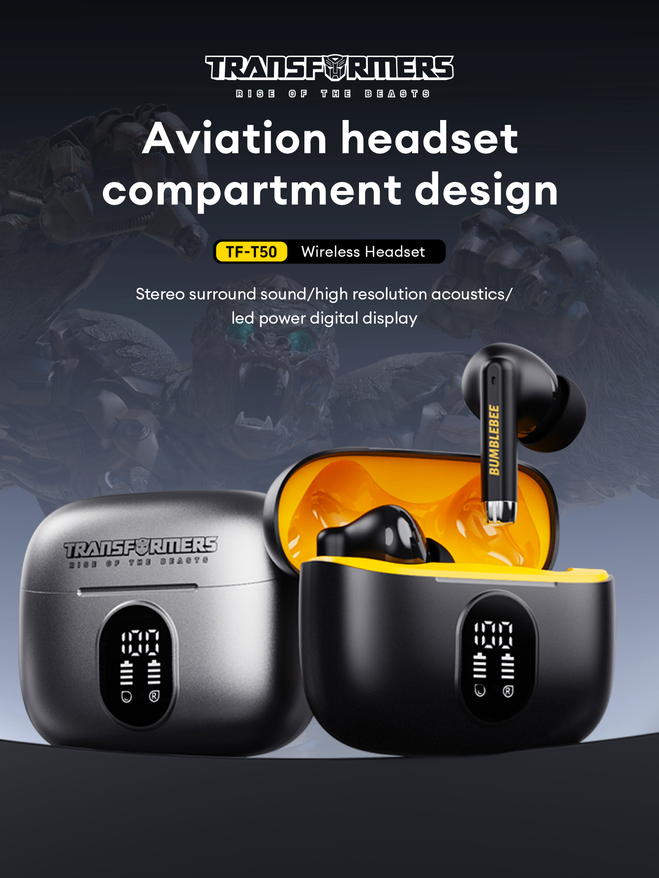 Transformers TF-T50 TWS Low Latency Wireless Bluetooth Gaming Earphone ...