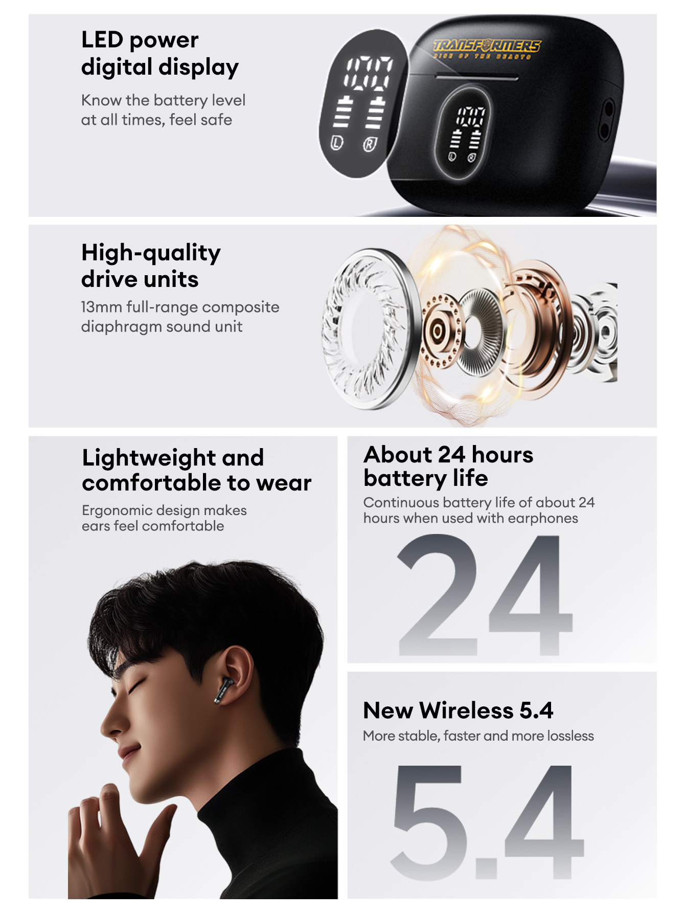 Transformers TF-T50 TWS Low Latency Wireless Bluetooth Gaming Earphone ...