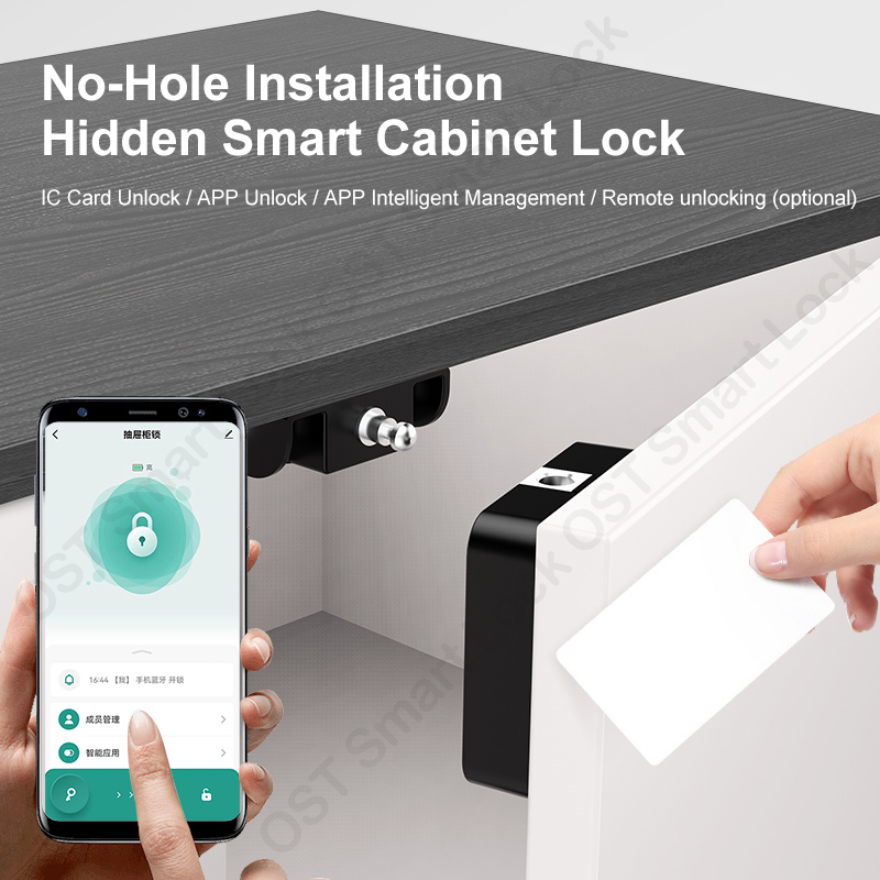 OUSHITE Smart Cabinet Lock With IC Card Hidden Security Drawer Lock ...