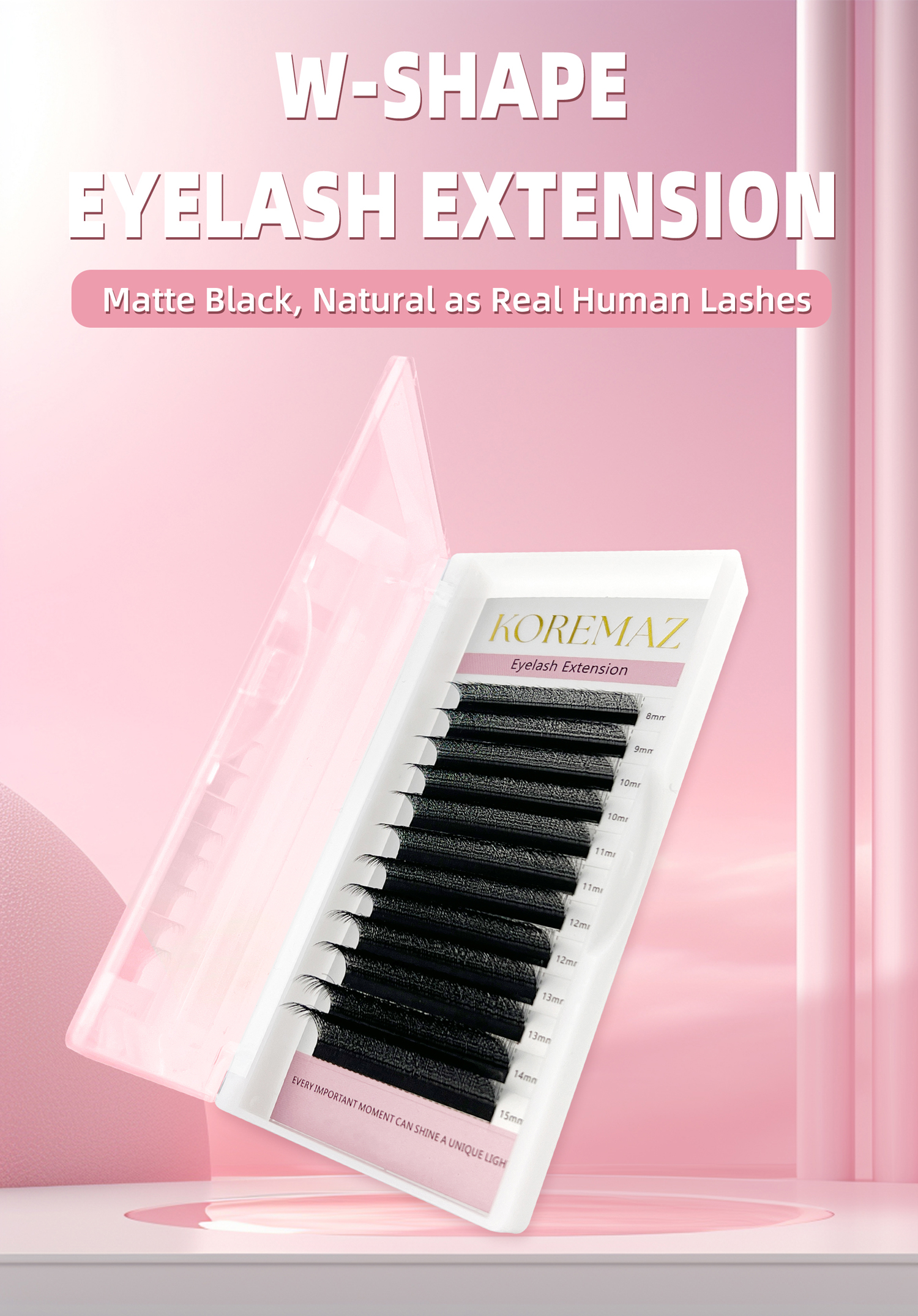 KOREMAZ 3D W Shape Eyelash Extensions 3 Tip C/D/DD Curve 0.07 High ...