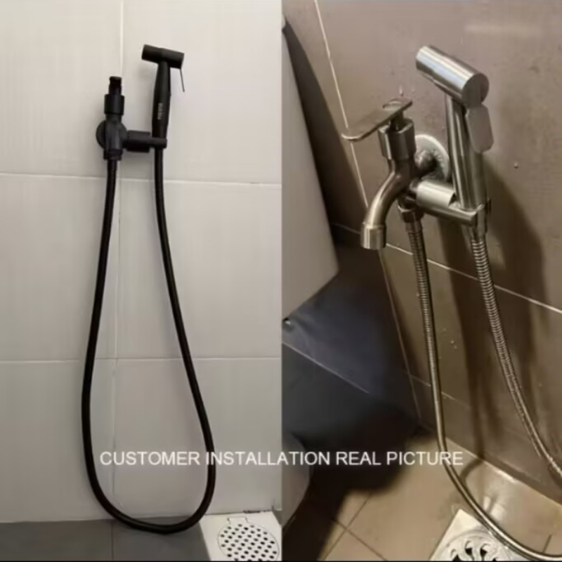 Bidet spray set High pressure hand bidet two way tap stainless steel ...