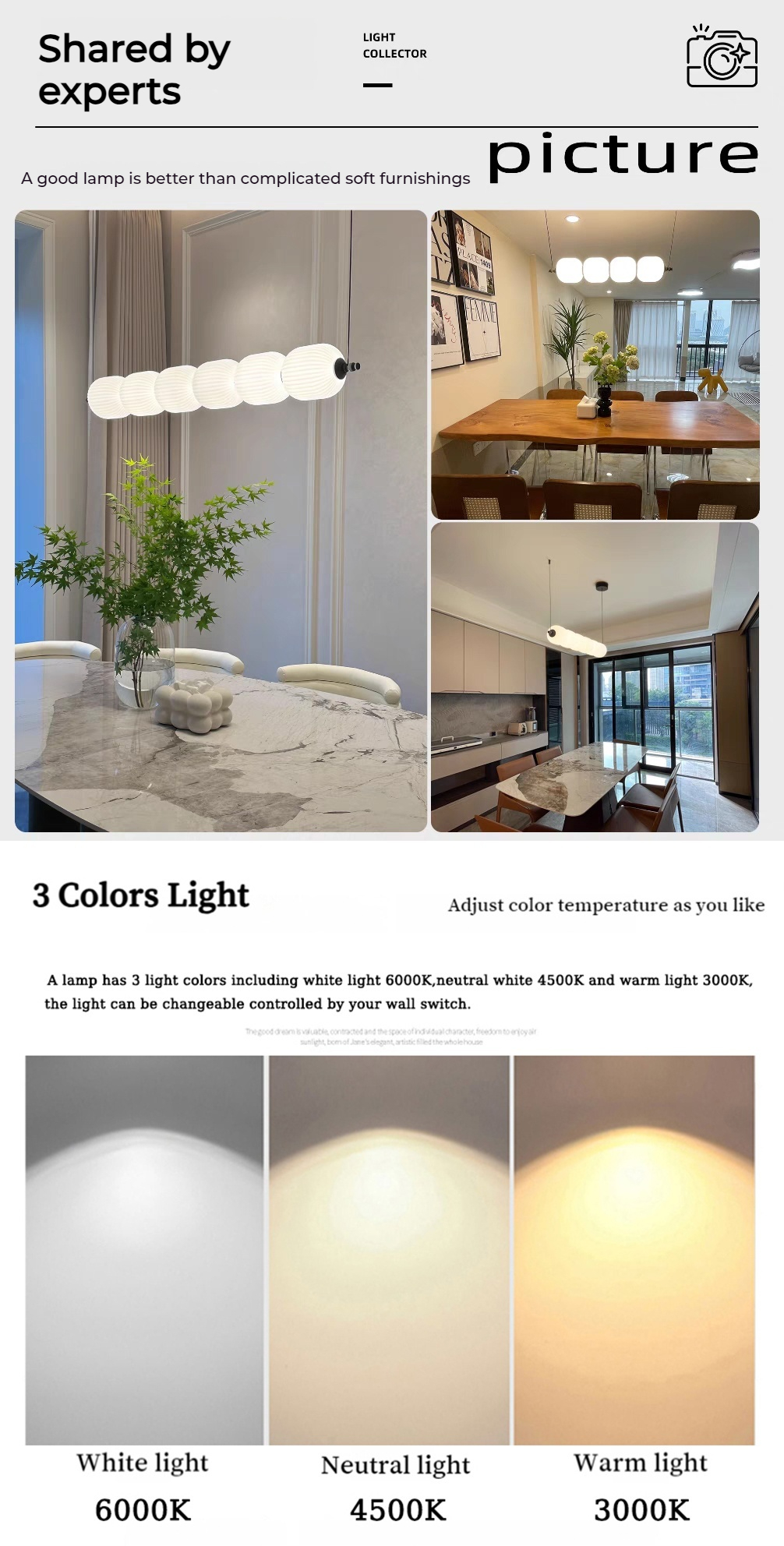 Nordic Striped Acrylic Mood Lighting Fixture - Adjustable Height and ...