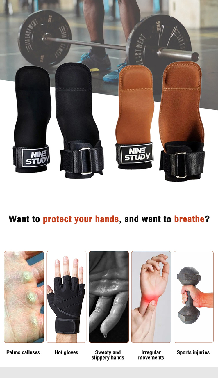 Gym Gloves Grips Anti-Skid Wrist Straps Protector for Weightlifting ...