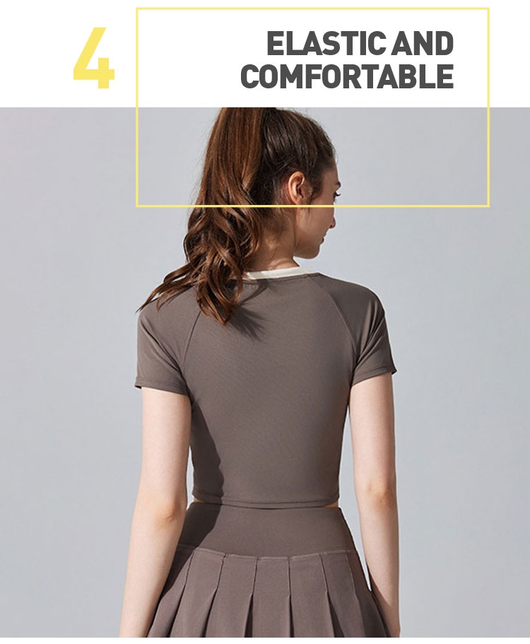 Short Yoga Wear Short-Sleeved Tight-Fitting Printed Sports Fitness Wear ...