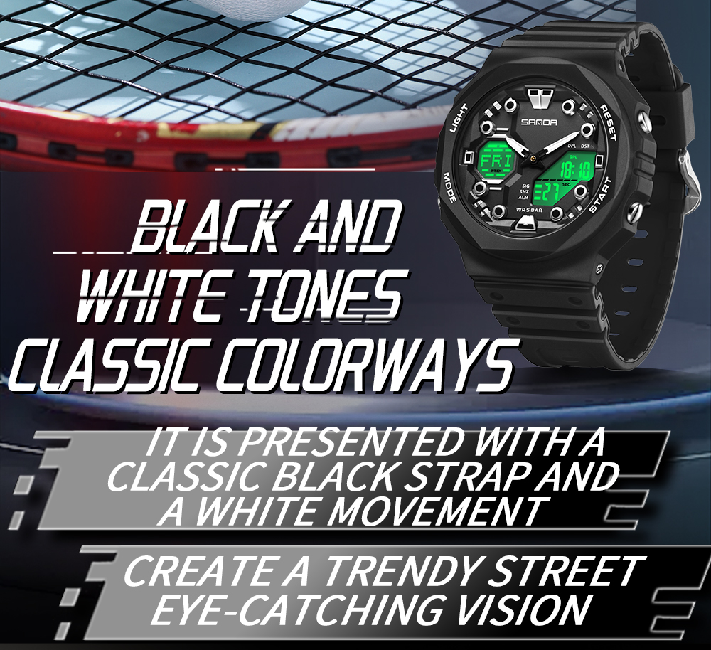 SANDA 6200 Fashion Student Electronic Watch Multi functional Alarm ...