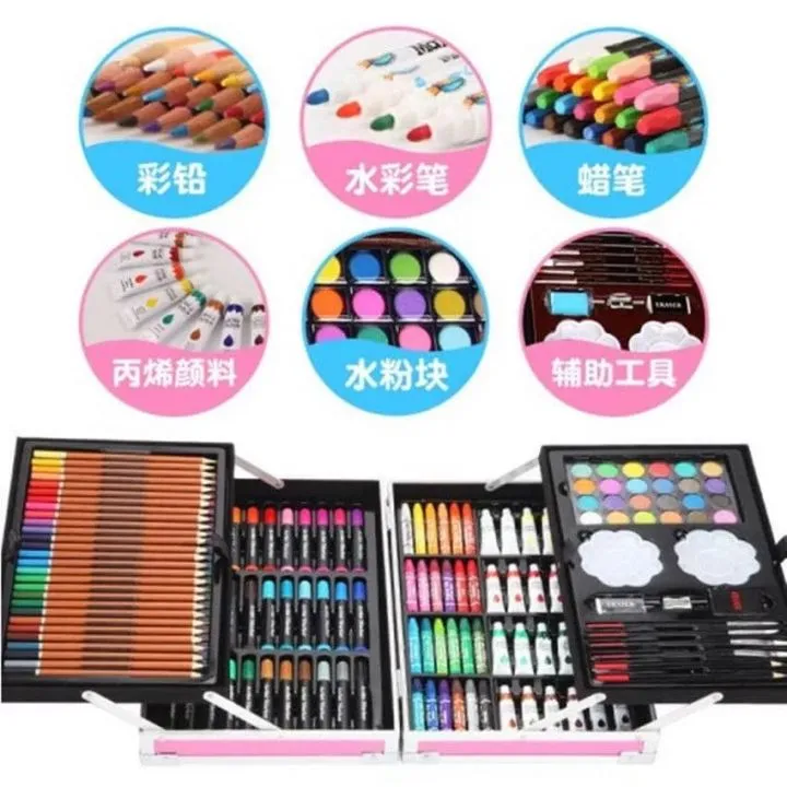 Suitcase Box 145pcs Kids Drawing Art Set Painting Pen Colour Pencils ...