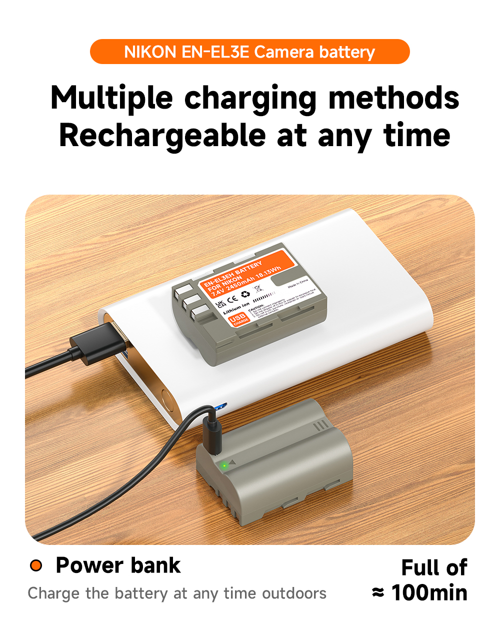 Cityork EN-EL3e EN EL3e EL3a ENEL3e Battery With USB Type-C interface ...