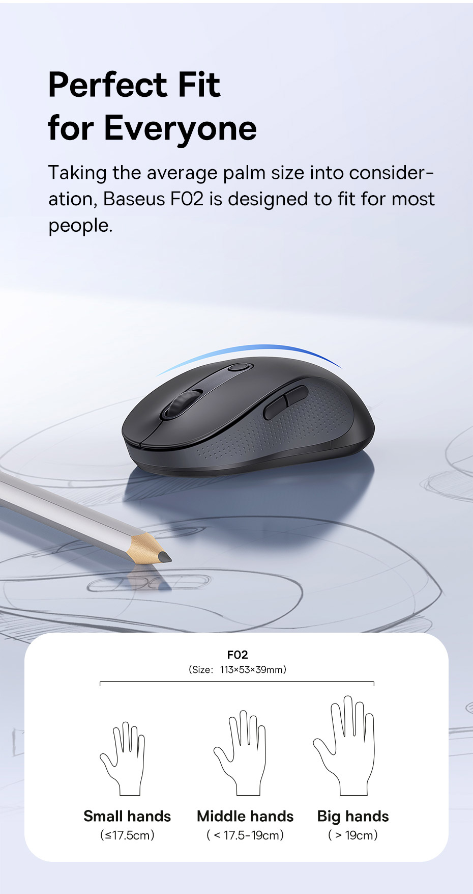 Baseus F02 Ergonomic Wireless Mouse Bluetooth Mouse with 1 AA Battery ...