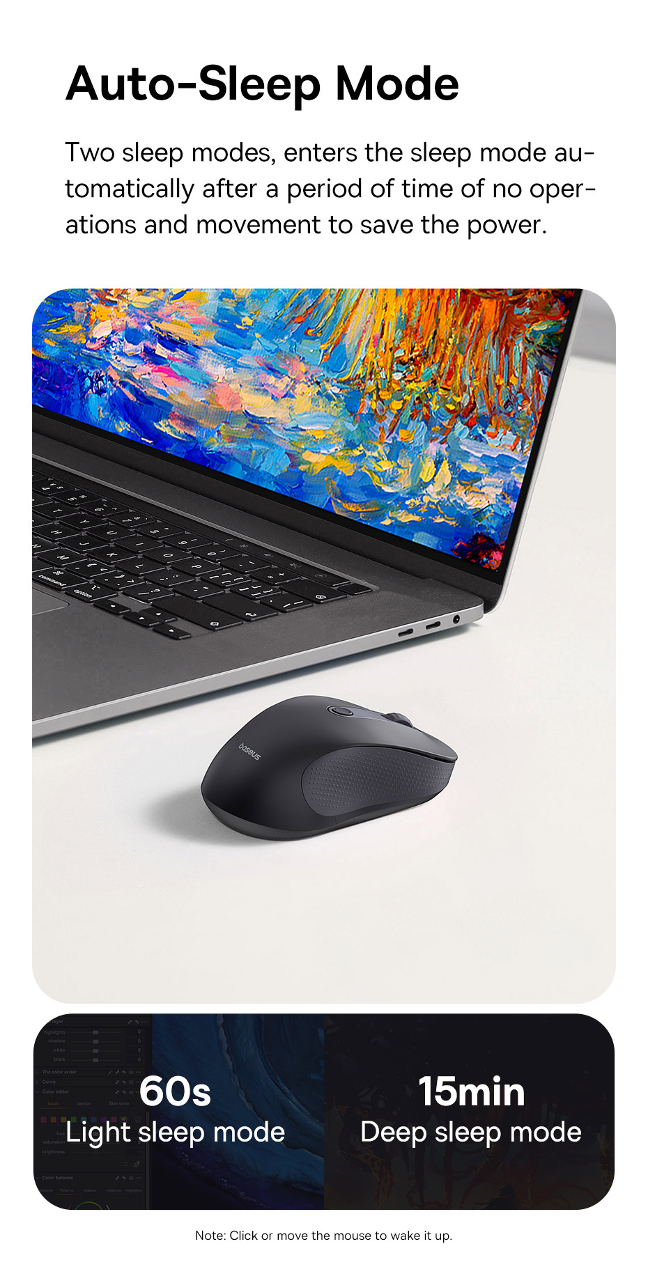 Baseus F02 Ergonomic Wireless Mouse Bluetooth Mouse with 1 AA Battery ...