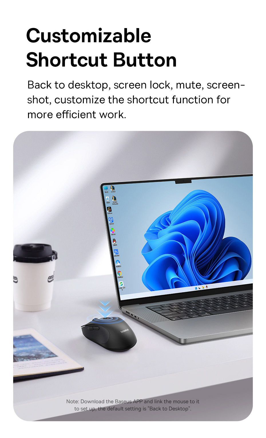 Baseus F02 Ergonomic Wireless Mouse Bluetooth Mouse with 1 AA Battery ...