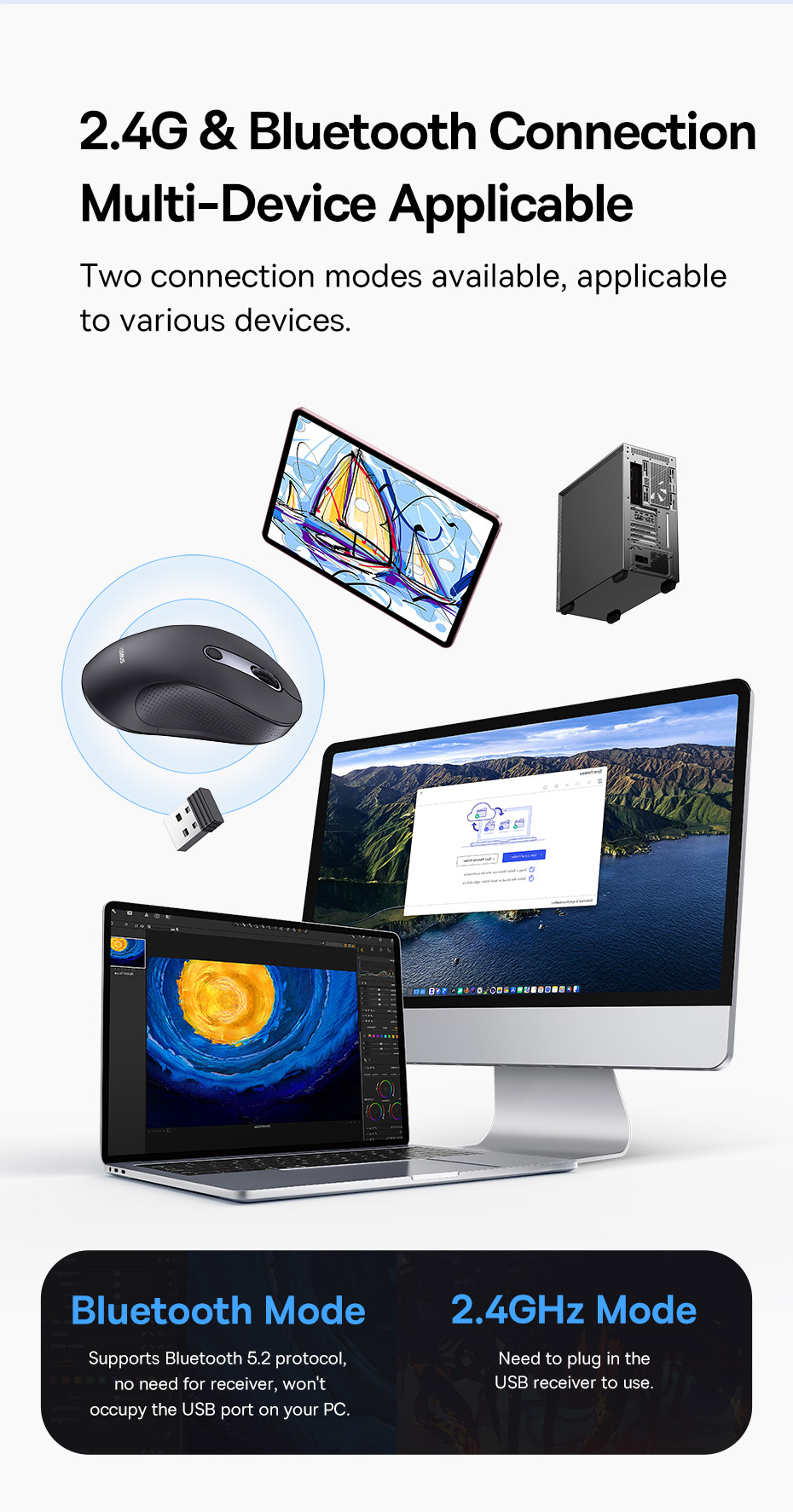 Baseus F02 Ergonomic Wireless Mouse Bluetooth Mouse with 1 AA Battery ...