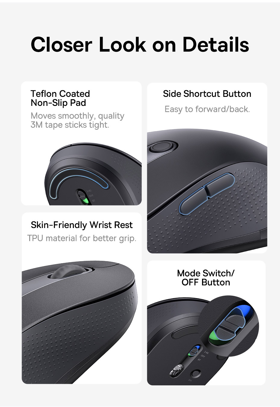 Baseus F02 Ergonomic Wireless Mouse Bluetooth Mouse with 1 AA Battery ...