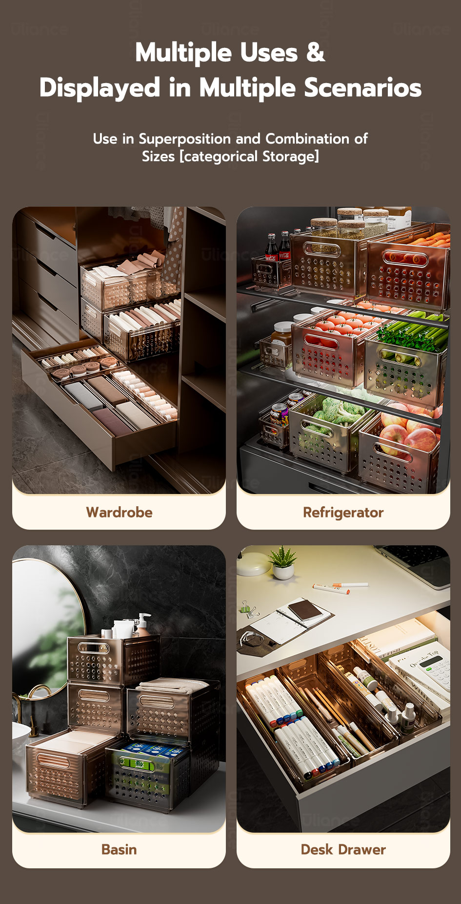 Uliance DIY Adjustable Storage Box | 28-48cm Expandable | Multi-Use for ...