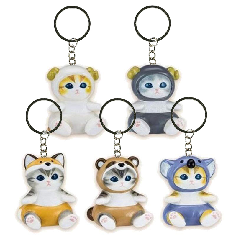 18 Style Cartoon Anime Mofusand Shark Cat Key Chain Decorate Frying ...