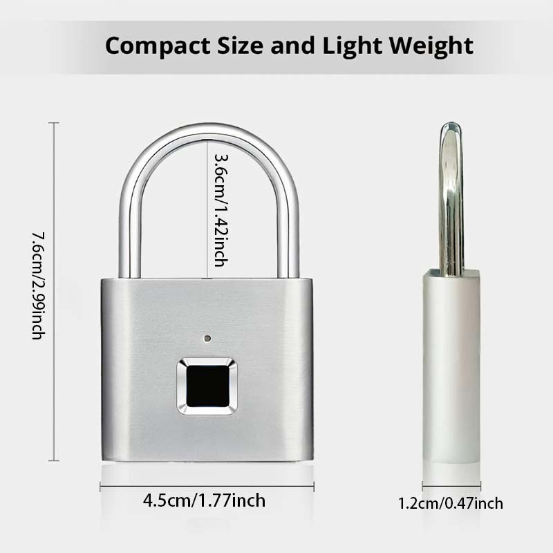 1 Small Fingerprint Padlock Household Security Door Lock Anti-theft ...