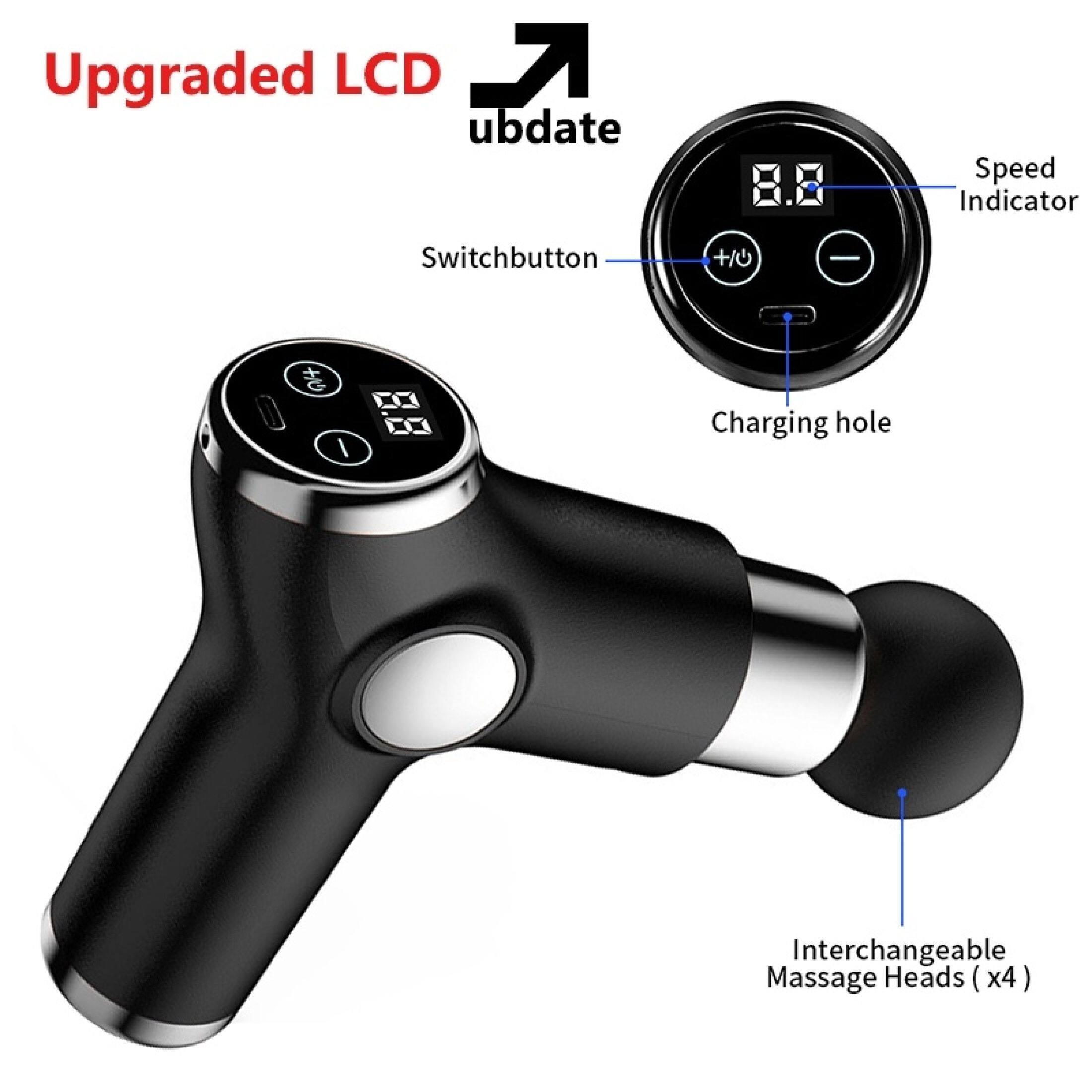MASHIDA Mini Massage Gun LCD 4 Heads Handheld Deep Tissue Muscle ...