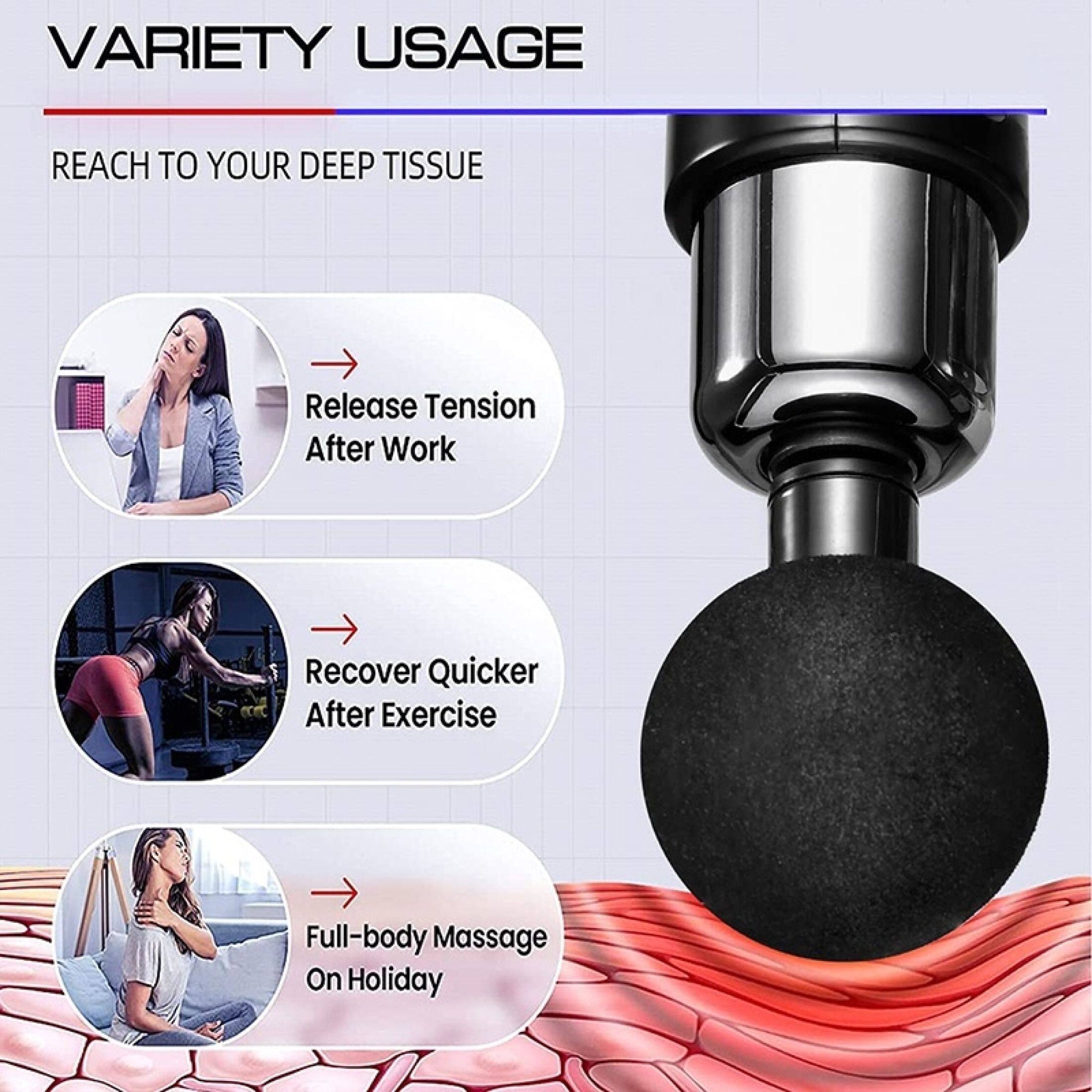 MASHIDA Mini Massage Gun LCD 4 Heads Handheld Deep Tissue Muscle ...