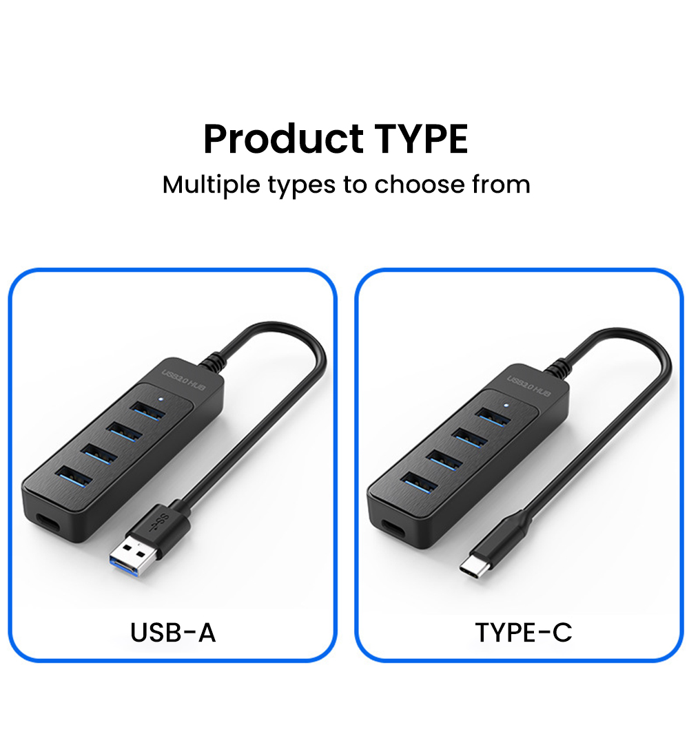 4 Port USB Hub Splitter USB 2.0 Hub Splitter Adapter Hub Multi-Port ...