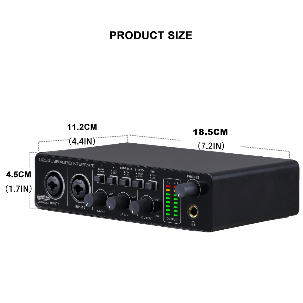 BOMGE U204 USB Audio Interface for PC Recording Music, 2x2 Guitar Audio Interface for Podcasting ...