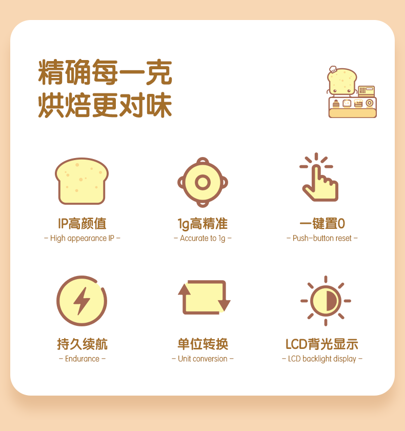 Household Kitchen Scale Toast Shape Food Electronic Scale Precise ...