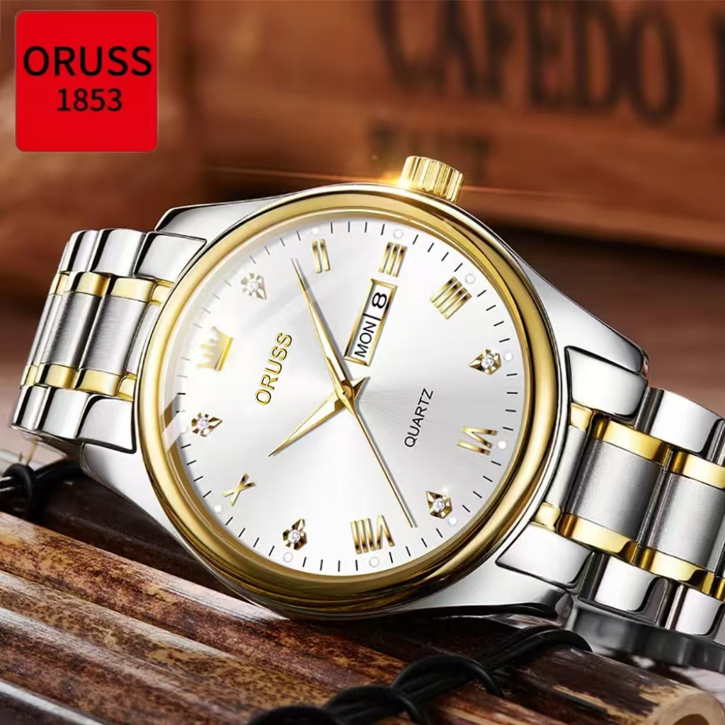 ORUSS Original Men/Women Dual Calendar Stainless Steel Luxury ...