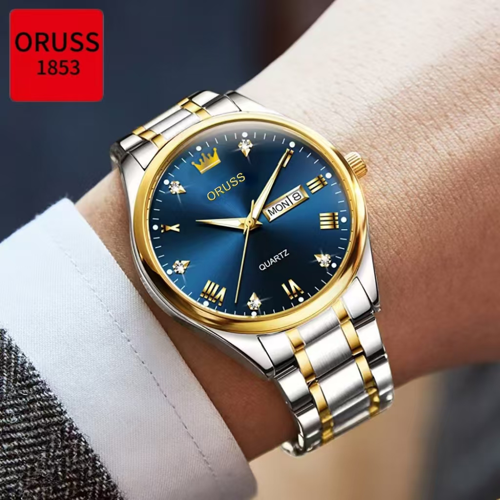 ORUSS Original Men/Women Dual Calendar Stainless Steel Luxury ...