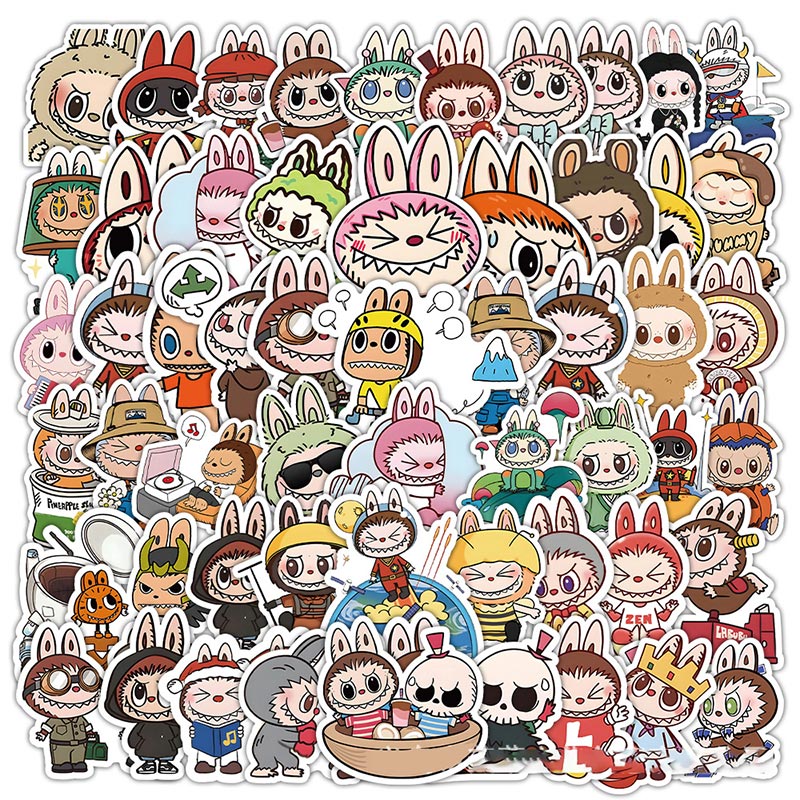 53pcs Cute Labubu Doll Stickers DIY Laptop Cup Luggage Scrapbook Toys ...